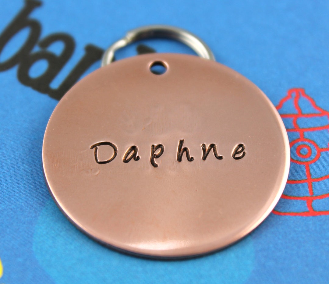 LARGE Dog Tag - Personalized Copper Pet Tag - Custom Pet ID Tag ...