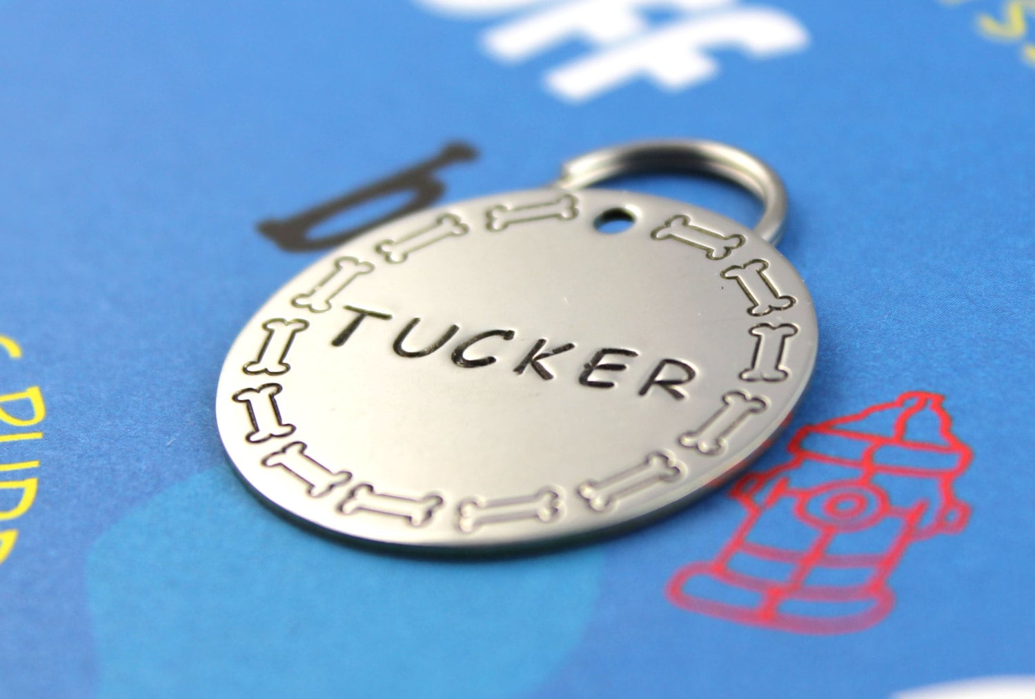 LARGE Dog Tag Nickel Silver Personalized Handstamped Pet Tag - Etsy