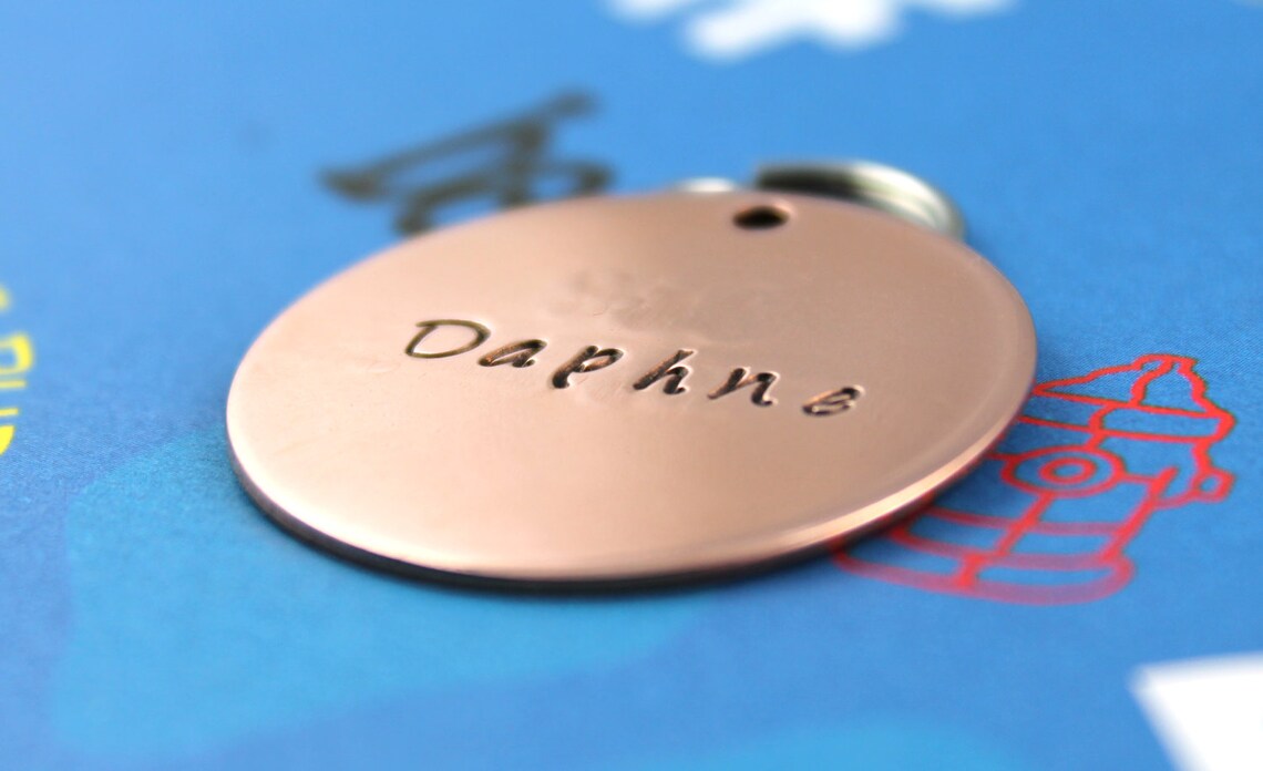 LARGE Dog Tag - Personalized Copper Pet Tag - Custom Pet ID Tag ...