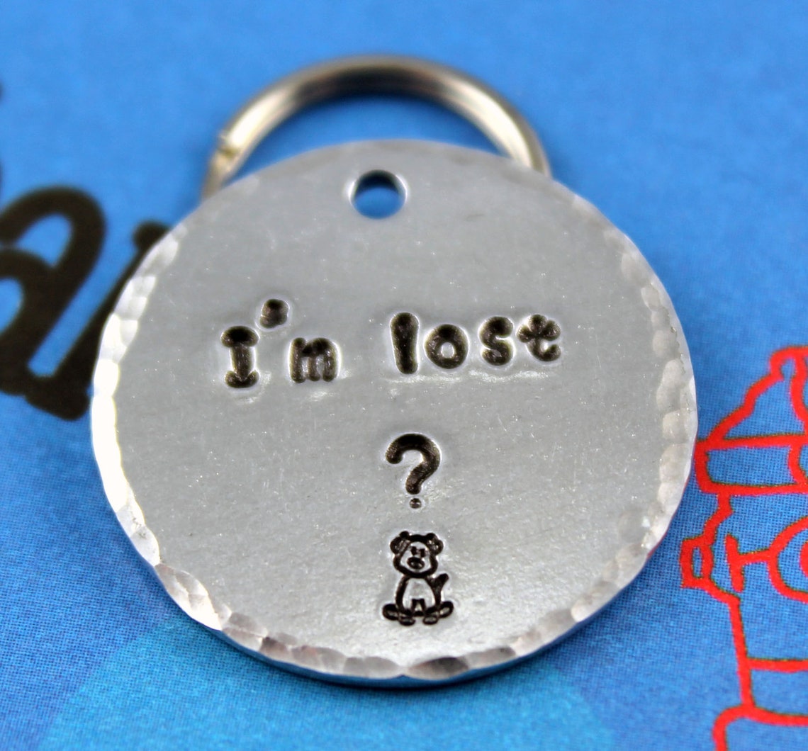 Dog Name Tag - Handstamped Aluminum Pet ID Tag - Customized - I'm Lost ...