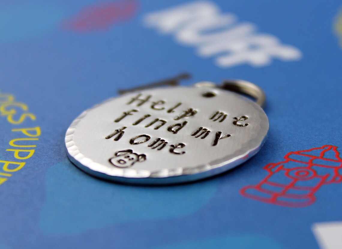 LARGE Dog Tag Personalized Handstamped Pet Tag Custom - Etsy
