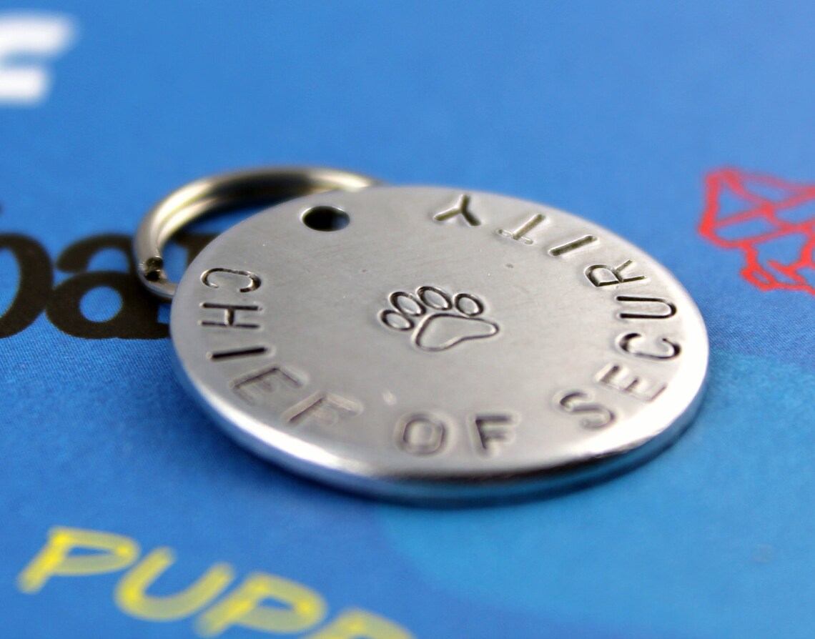 Dog Name Tag - Handstamped Aluminum Metal Pet Tag - Personalized ...