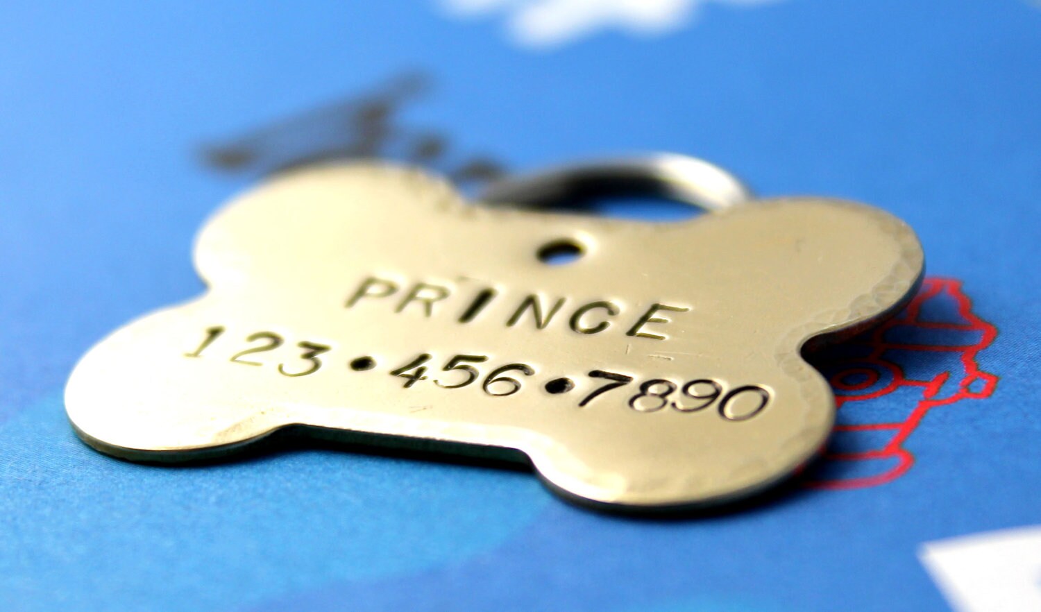 Custom Hand Stamped Pet Tag Personalized Dog Tag Nu-gold - Etsy