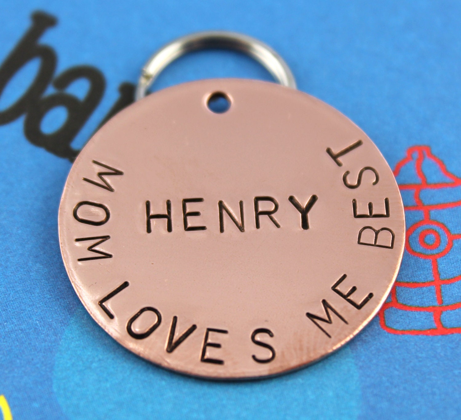 LARGE Dog Tag - Custom Copper Hand Stamped Pet Tag - Personalized Metal ...