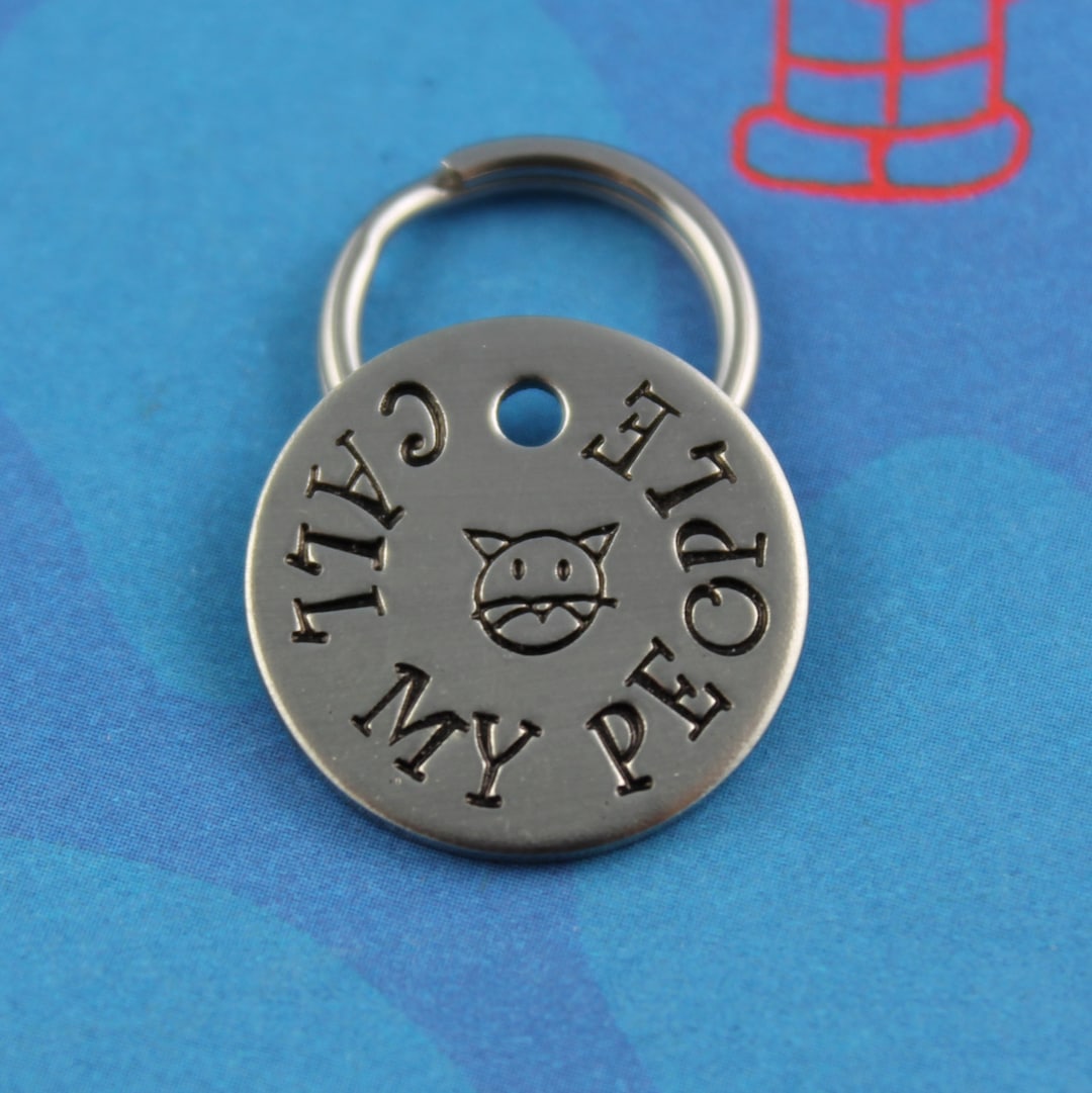 SMALL Cute Cat Tag Customized Unique Cat ID Tag Cool Small Pet Tag Call ...