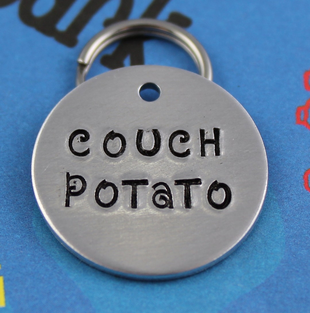Cute Dog Tag Personalized Unique Pet Name Tag Couch Potato - Etsy