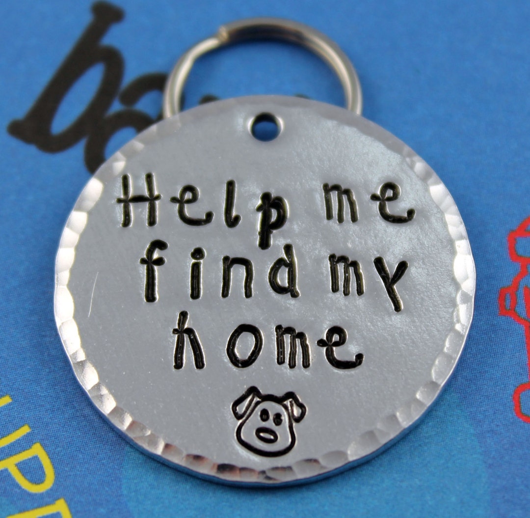 LARGE Dog Tag - Personalized Handstamped Pet Tag - Custom Metal Dog ...