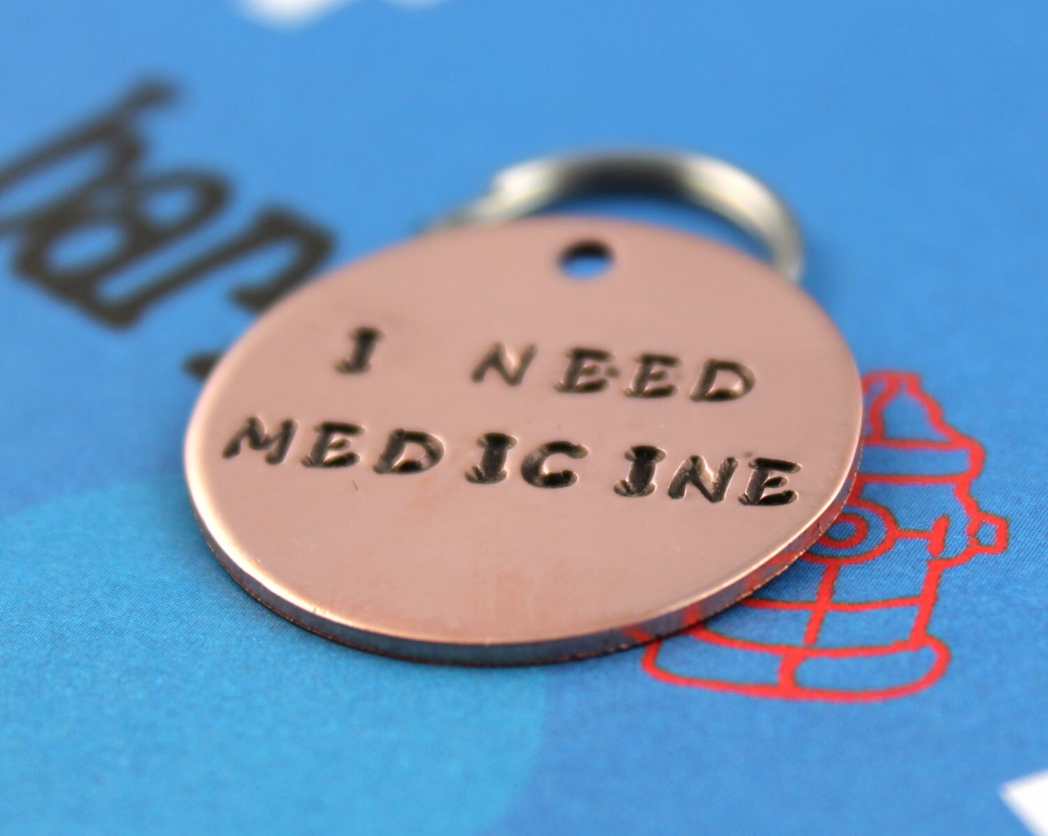 Medical Alert Custom Dog Tag - Pet ID Tag - Handstamped Copper Dog Name ...