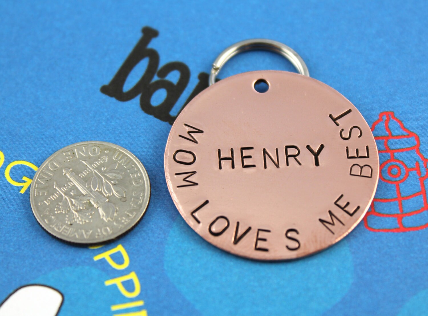 LARGE Dog Tag Custom Copper Hand Stamped Pet Tag - Etsy