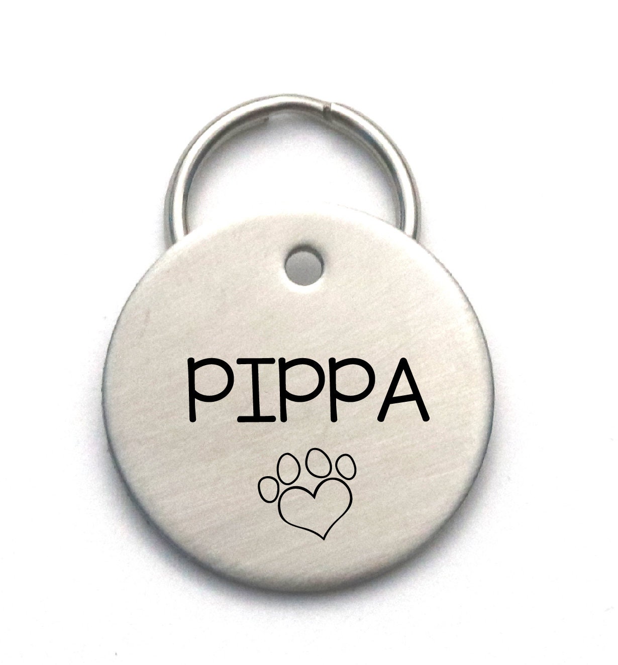 Simple Engraved Dog Tag Your Pet's Name and a Paw Print | Etsy