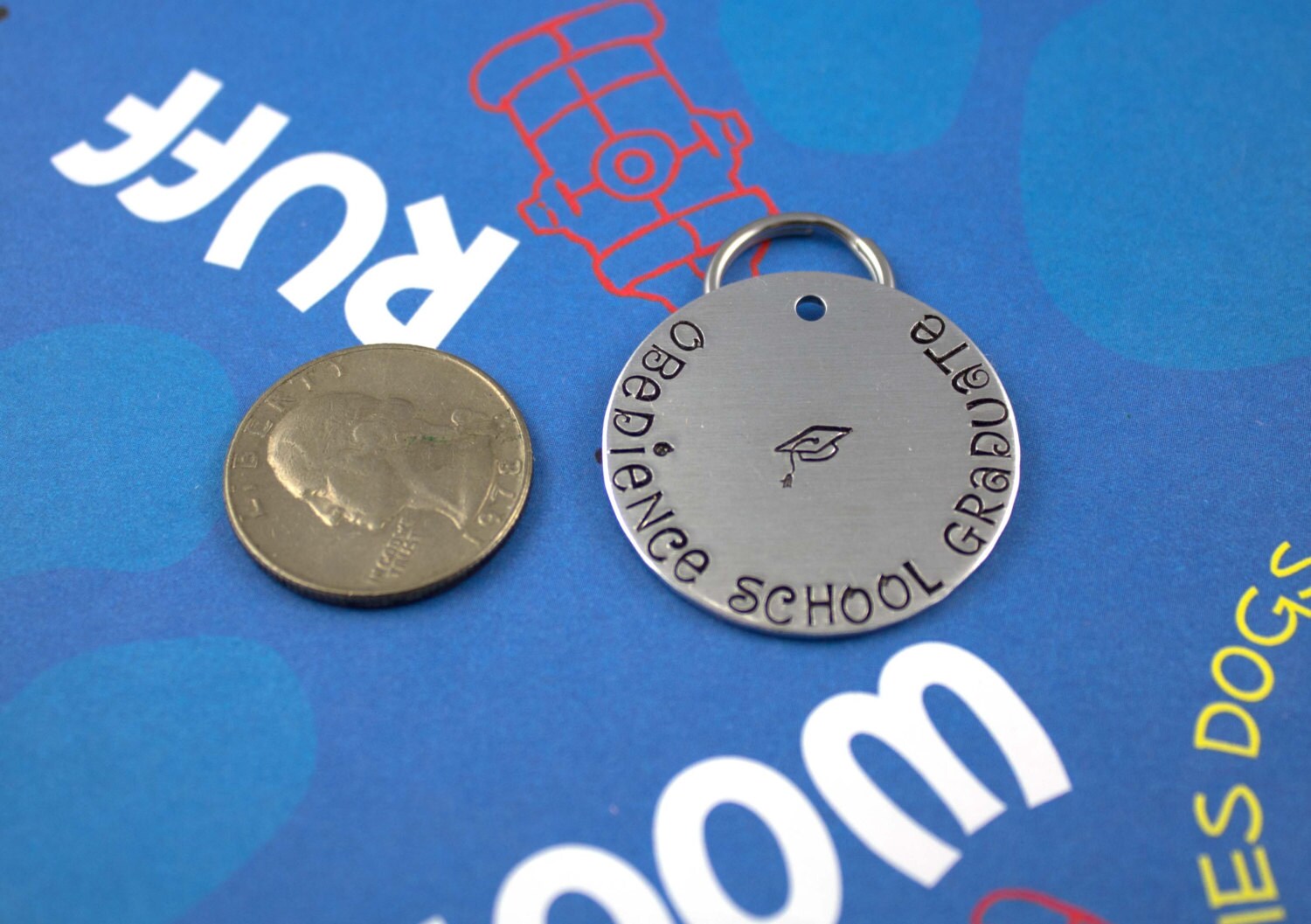 LARGE Dog Tag Personalized Handstamped Pet Tag Obedience - Etsy