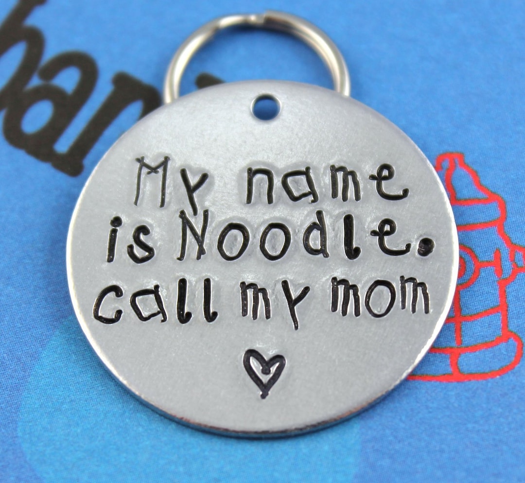 LARGE Dog Tag - Personalized Handstamped Pet Tag - Custom Aluminum Dog ...