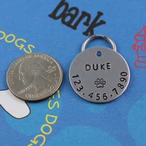 Simple Custom Dog Tag - Handstamped Pet Tag - Two Numbers Available - Etsy