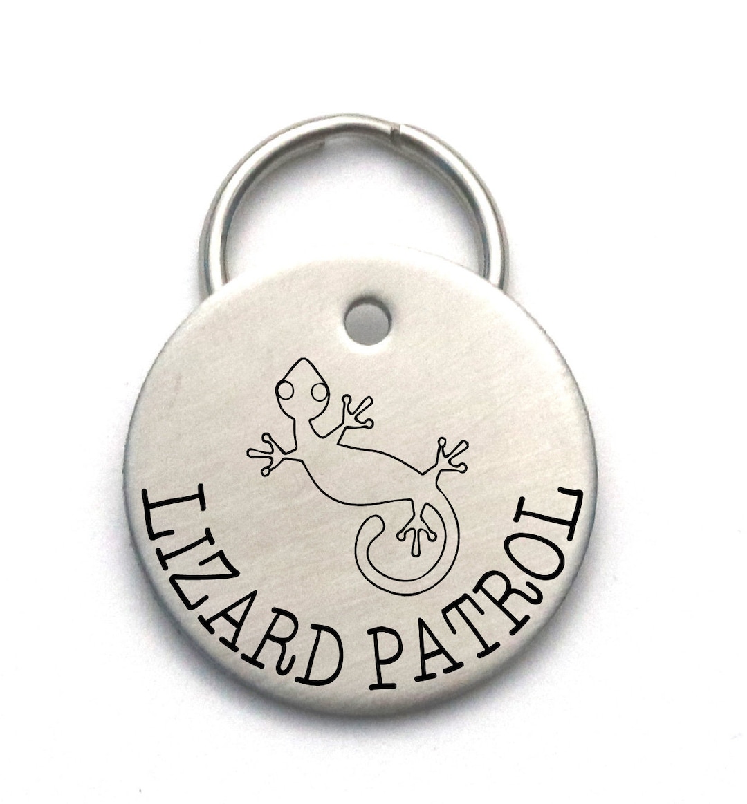 Cute Dog Name Tag - Aluminum Pet Tag - Personalized - Lizard Patrol - Etsy