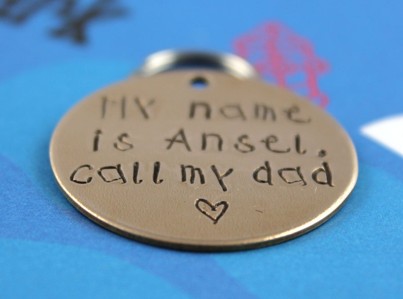 LARGE Dog Tag Personalized Handstamped Pet Tag Custom - Etsy