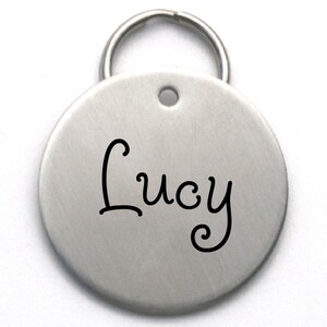 Engraved Stainless Steel Pet Tag Unique Font Dog Name Tag - Etsy
