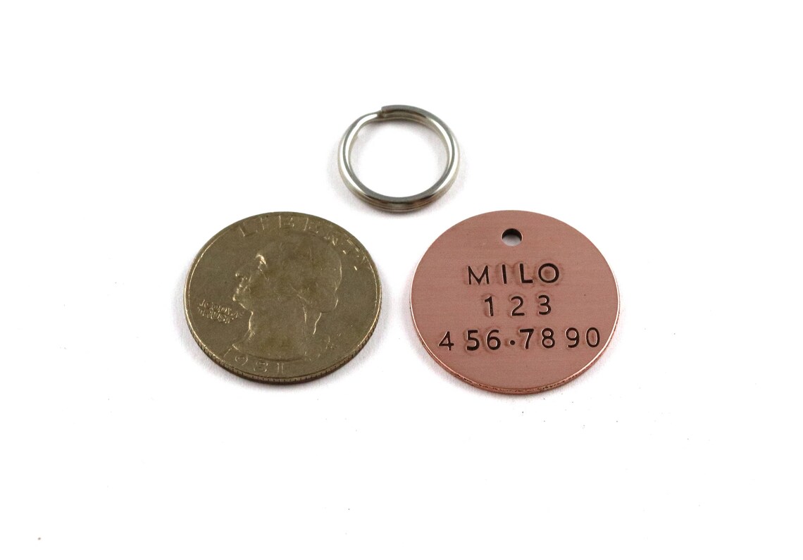 Custom Dog Tag Unique Pet ID Tag Handstamped Copper Dog - Etsy