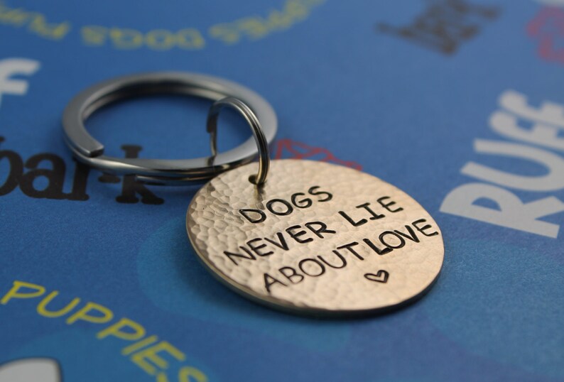 KEY CHAIN - Handstamped 1-1/4-inch Nickel Silver Keychain - Dogs Never ...