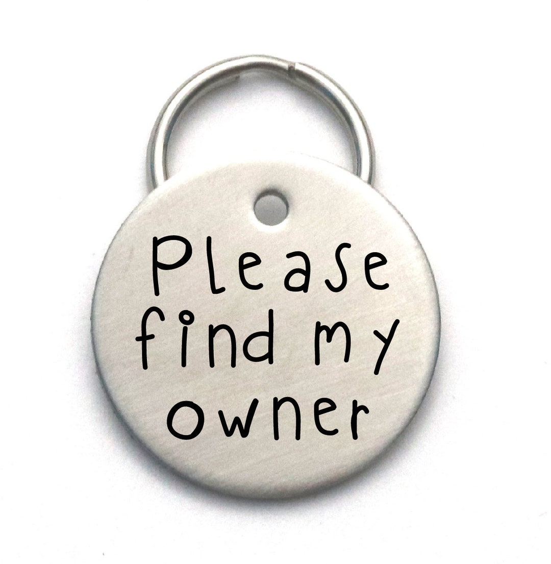 Engraved Stainless Steel Dog Tag, Please Find My Owner, Cute Pet ID - Etsy