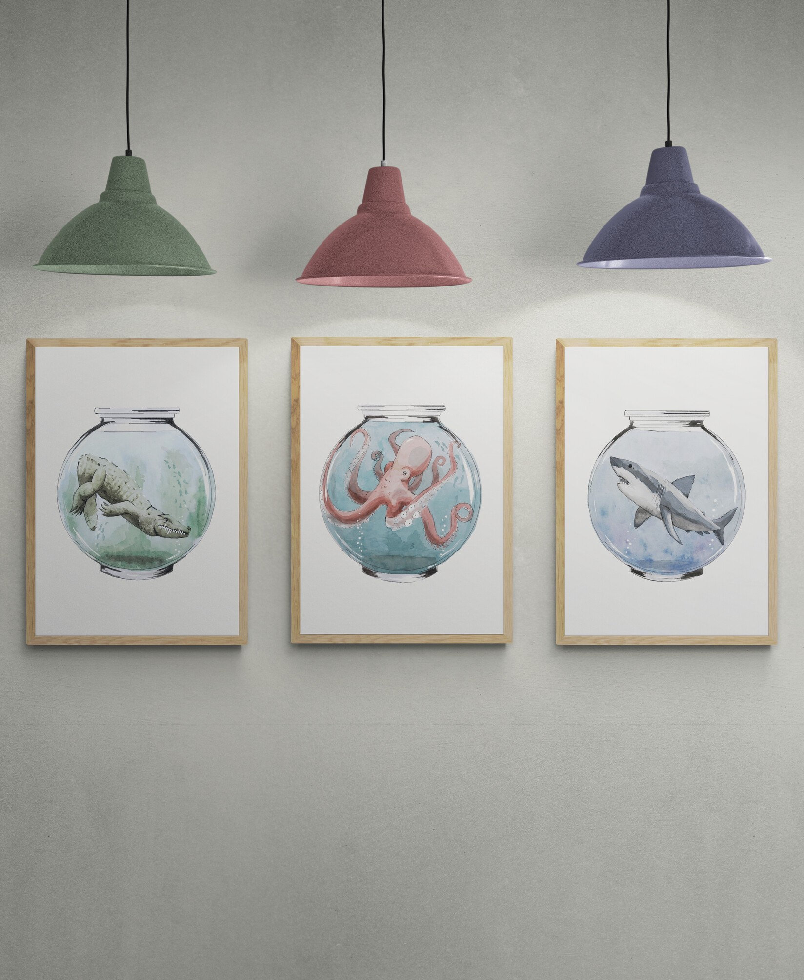 Watercolour Original Fishbowl Shark A3 Print - Etsy UK