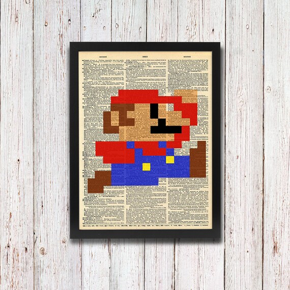 Super Mario Bros 8-bit Dictionary Art | Etsy