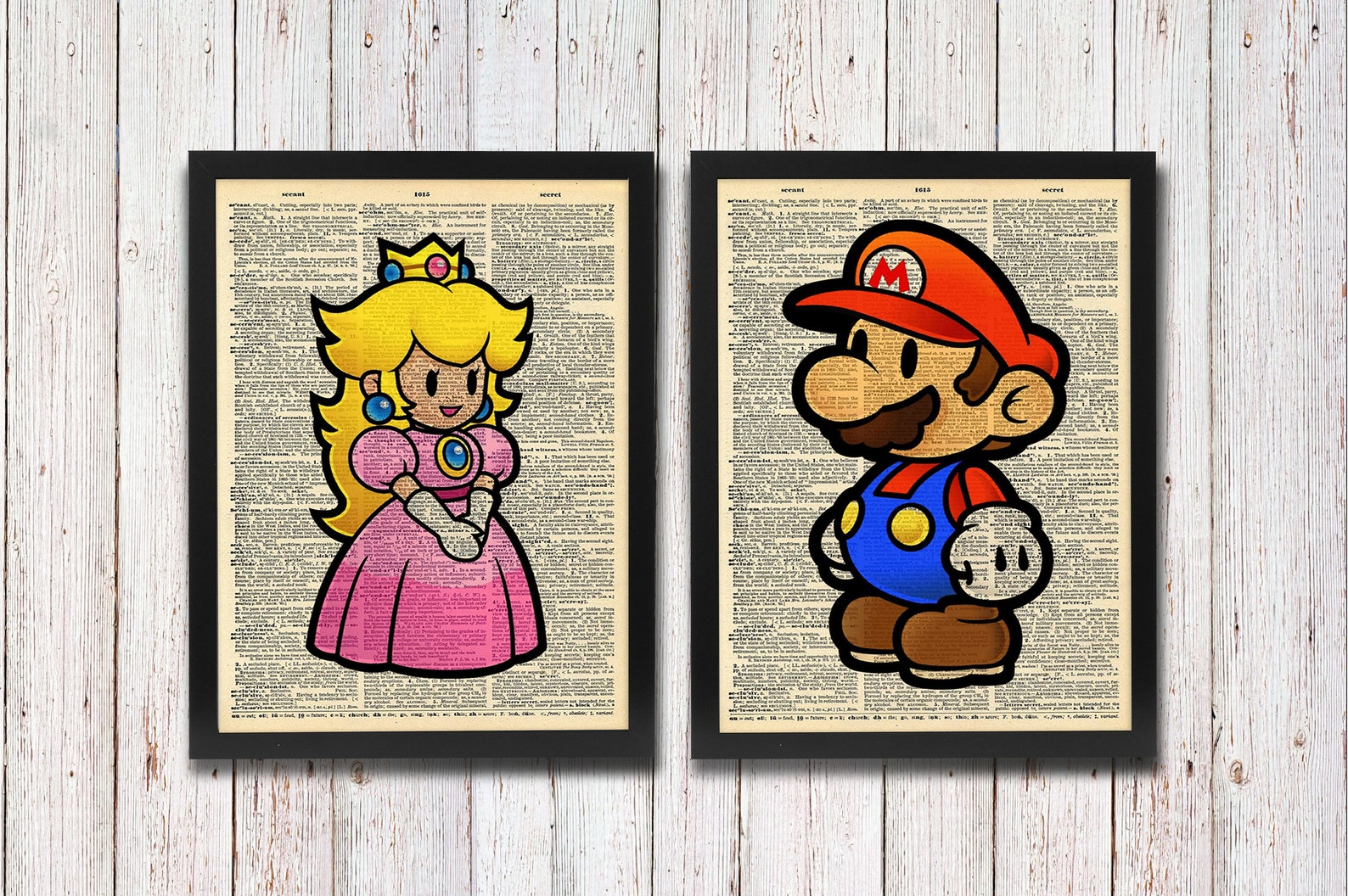 Paper Mario and Peach Dictionary Art Series | Etsy
