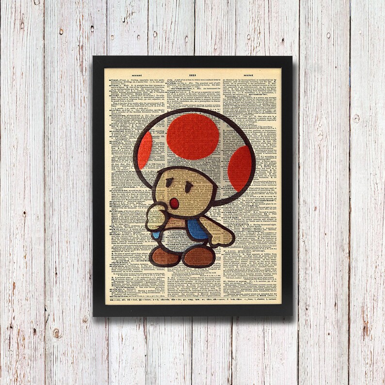 Toad Paper Mario Dictionary Art | Etsy
