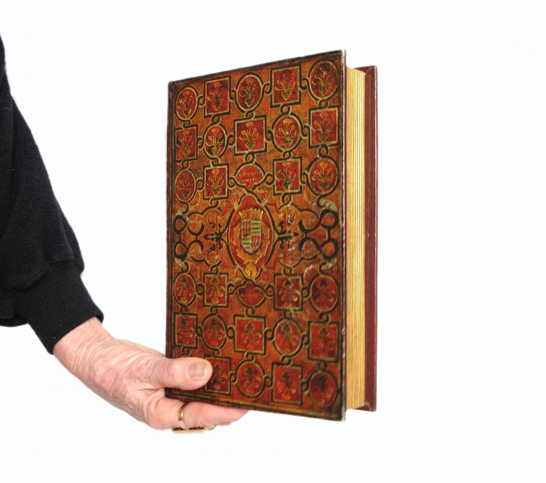 Vintage Classic Book Shape Box, Leather Decoration, Decorative Wooden ...