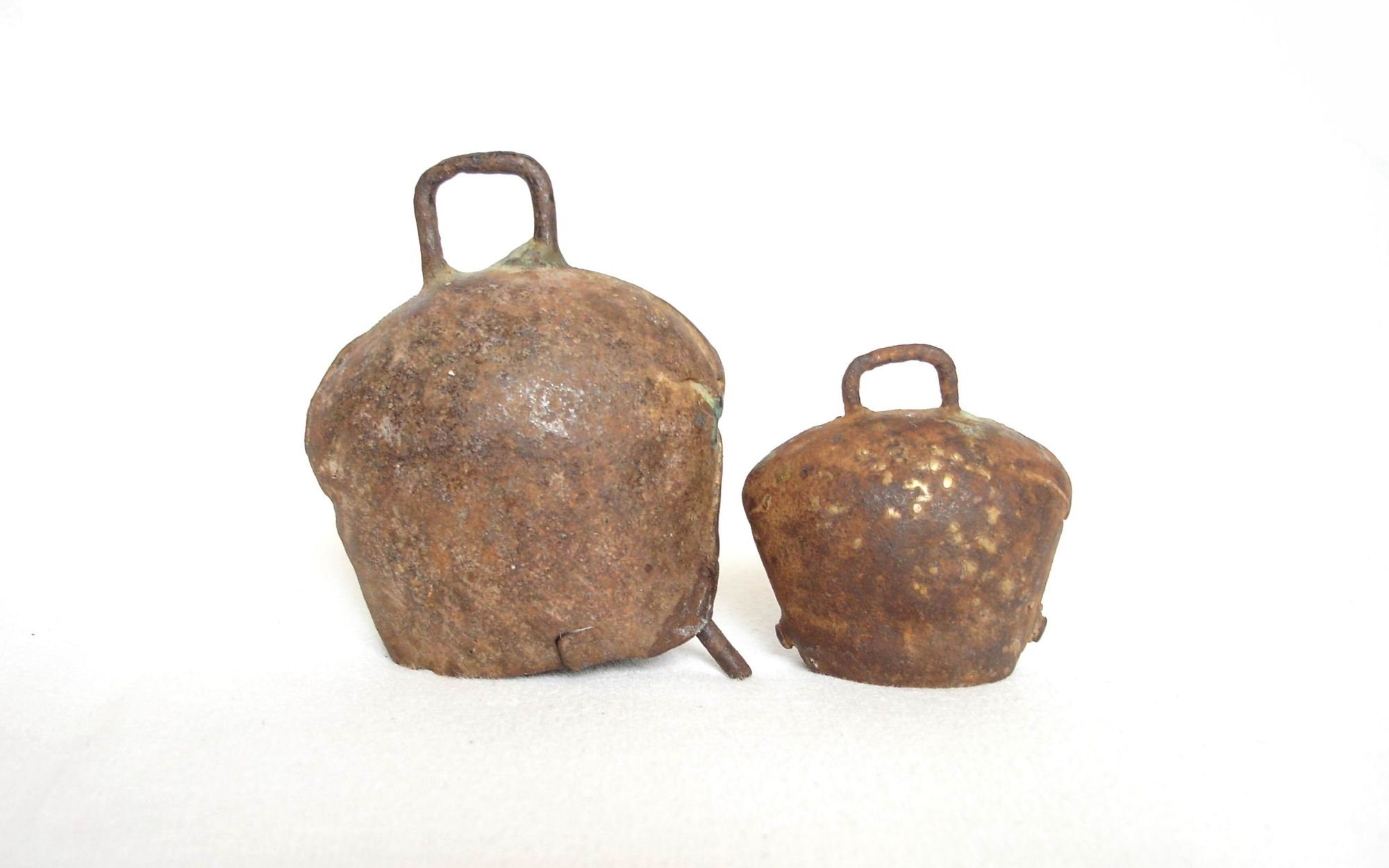 2 Antique Bulgarian Hand Hammered Metal Bells Used in the Past by ...