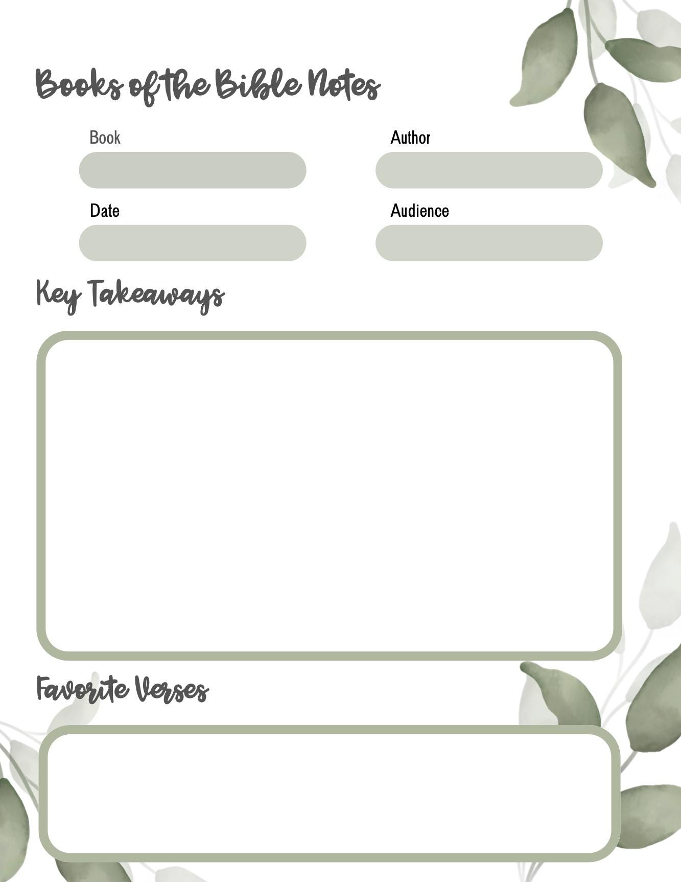Books of the Bible Note Template - Etsy