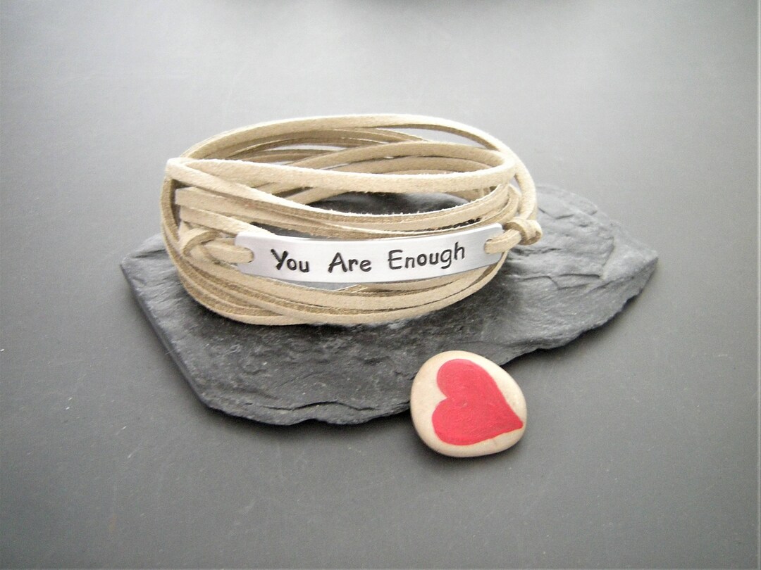 Gift for Friend, You Are Enough, Motivational Wrap Bracelet, Confidence ...