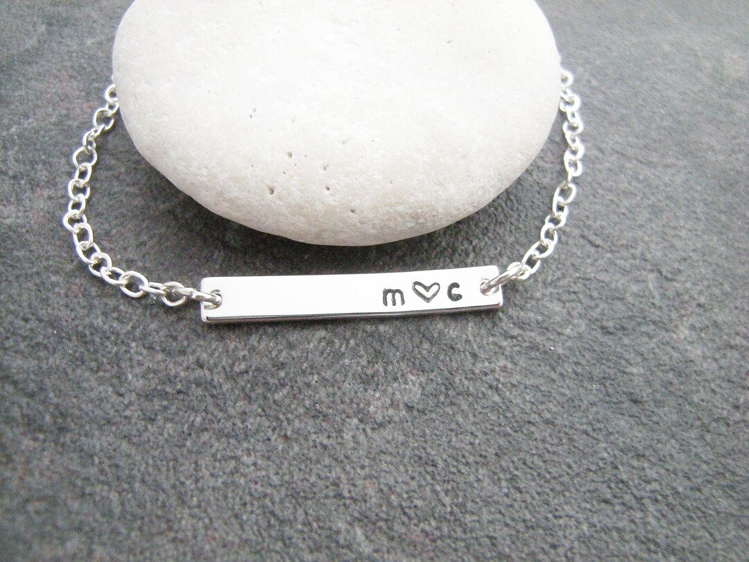 Personalized Initial Bracelet, Bar Bracelet, Personalized Initials ...