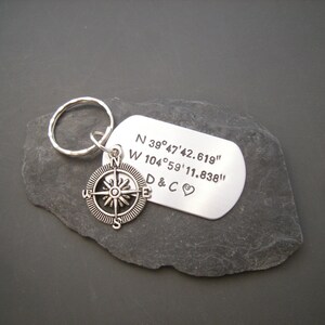 Distance Relationship Gift, GPS Coordinates Keychain, Anniversary Gift ...