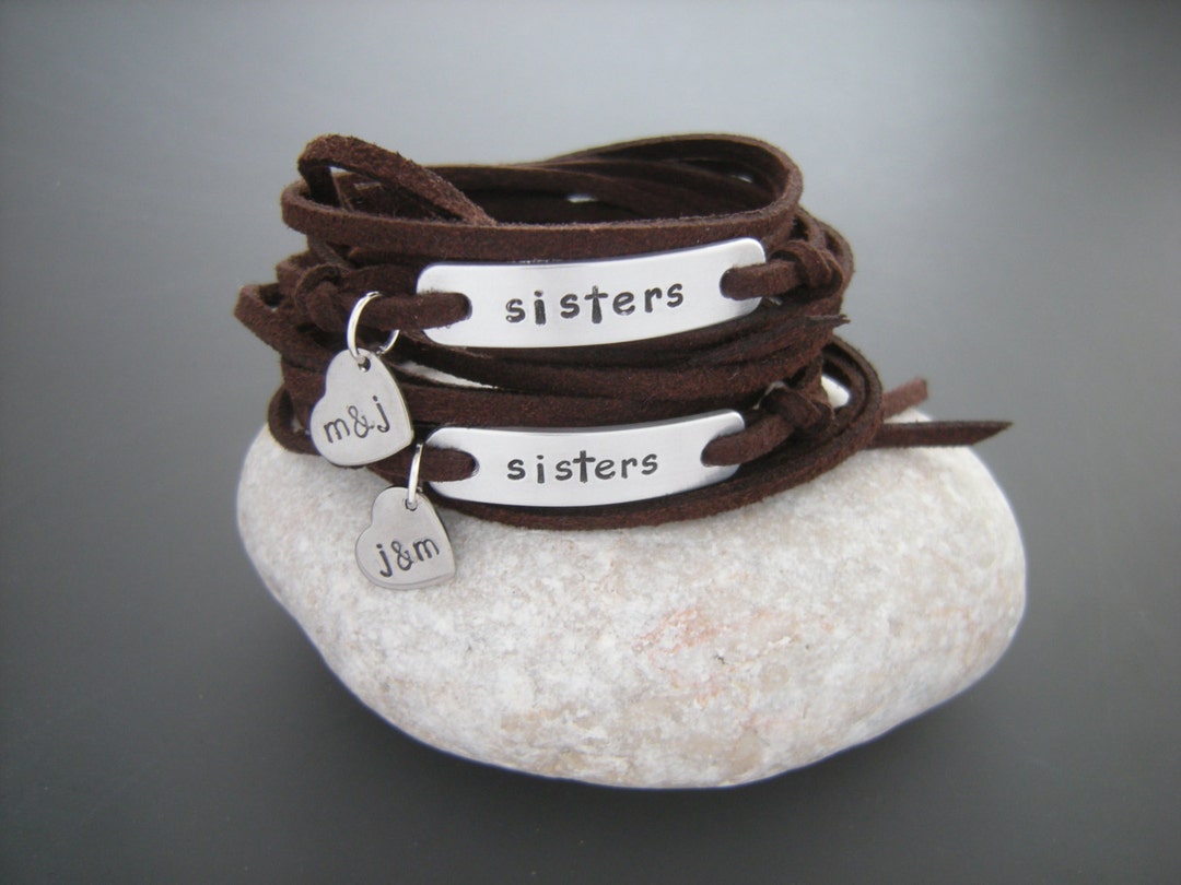 Twin Sisters Bracelets, Set of 2 Personalized Bracelets, Small Initials ...