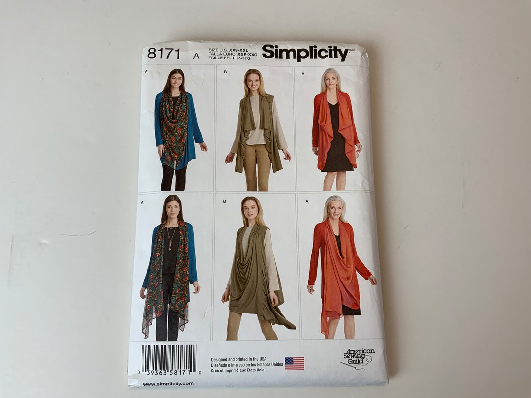 Sewing Pattern Misses Knit Cardigan or Vest Size Miss XXS-XXL Uncut ...