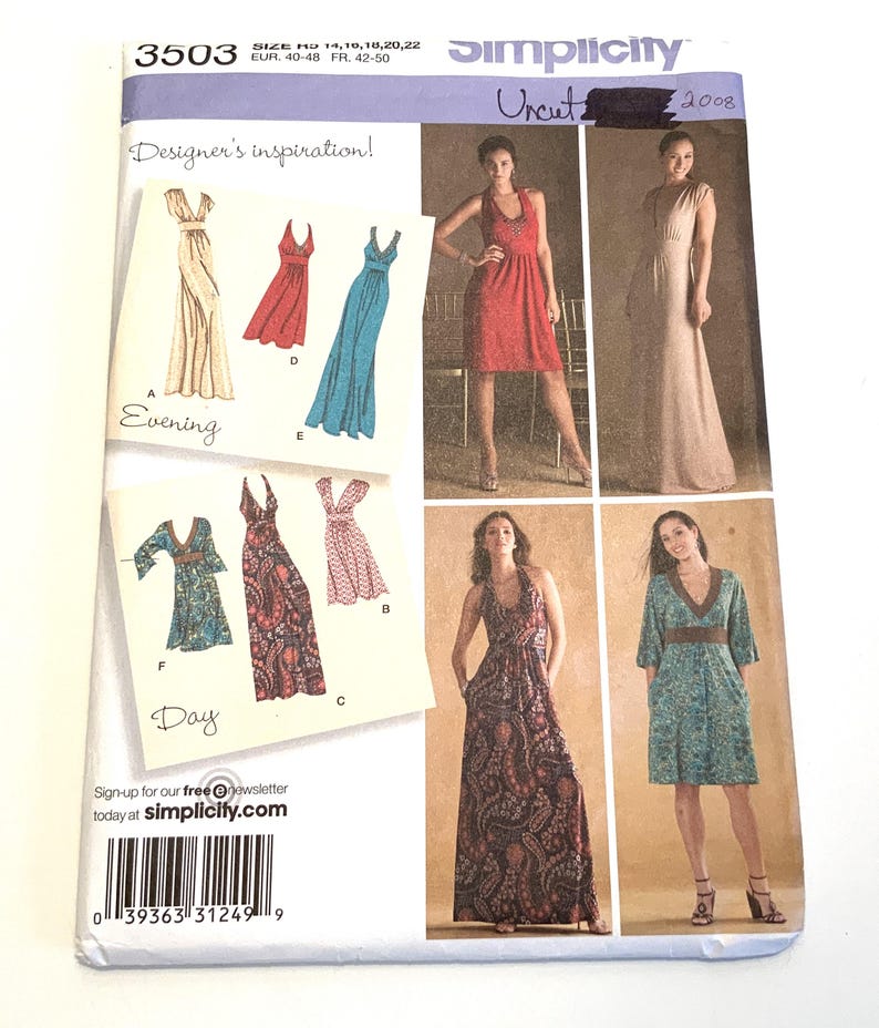 Simplicity Knit Dress Sewing Pattern: Misses Size 14-22, Uncut - Etsy