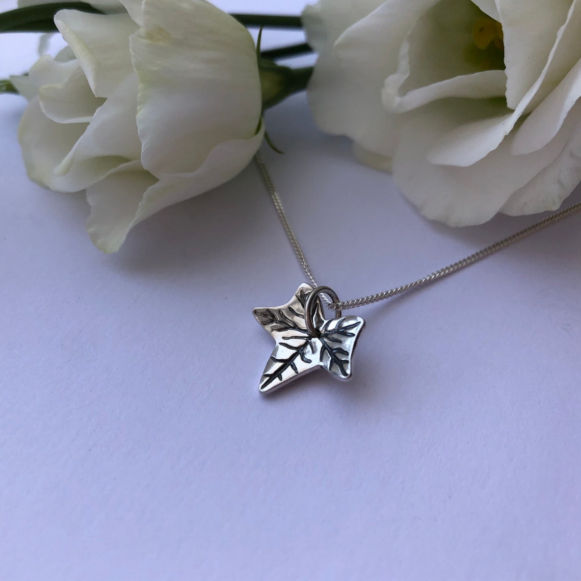 Tiny Silver Ivy Leaf Pendant Ivy Leaf Necklace Ivy Leaf | Etsy