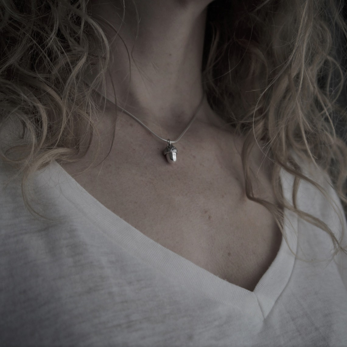 Small Handmade Silver Acorn Pendant | Eco Silver Acorn Necklace ...