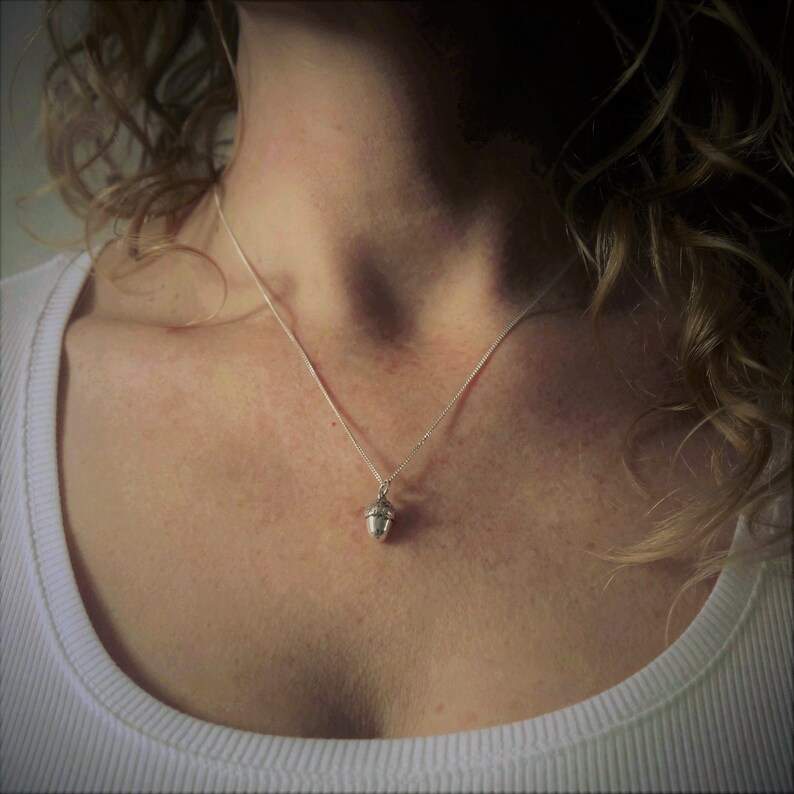 Small Handmade Silver Acorn Pendant | Eco Silver Acorn Necklace ...