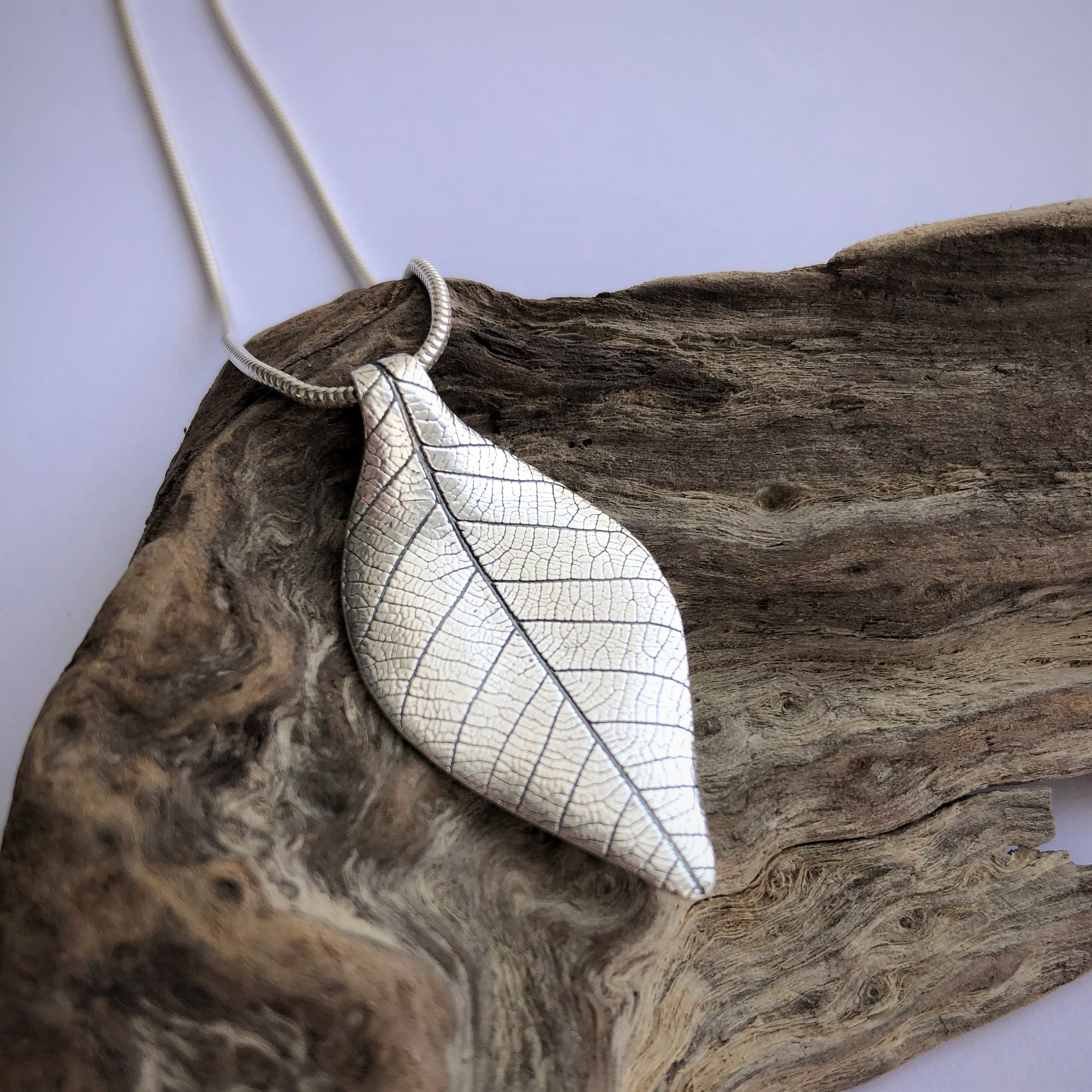 Eco Silver Leaf Pendant | Handmade Leaf Skeleton Pendant | Recycled ...