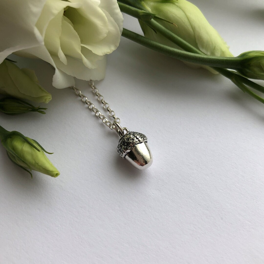 Small Handmade Silver Acorn Pendant | Eco Silver Acorn Necklace ...