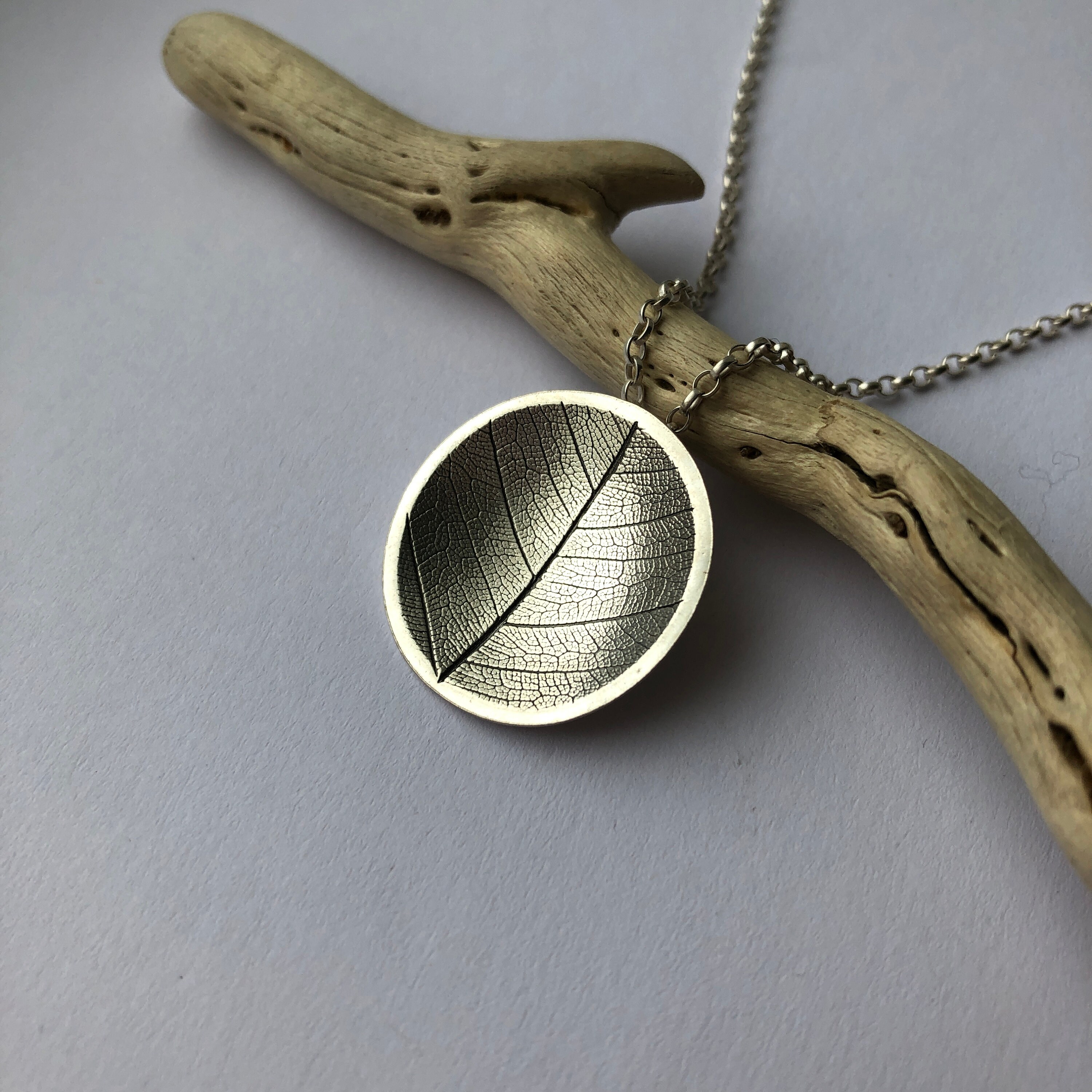 Recycled Silver Small Leaf Dome Pendant Handmade Silver Leaf - Etsy