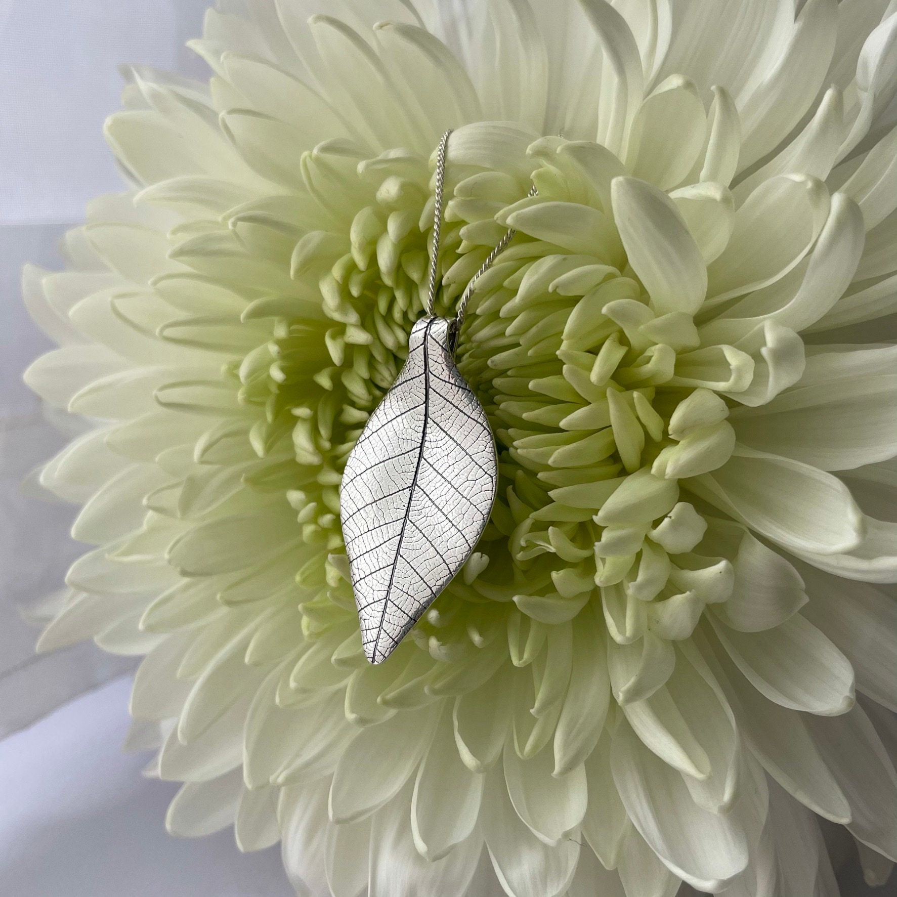 Eco Silver Leaf Pendant | Handmade Leaf Skeleton Pendant | Recycled ...