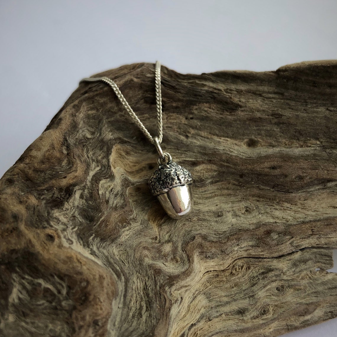 Small Handmade Silver Acorn Pendant | Eco Silver Acorn Necklace ...