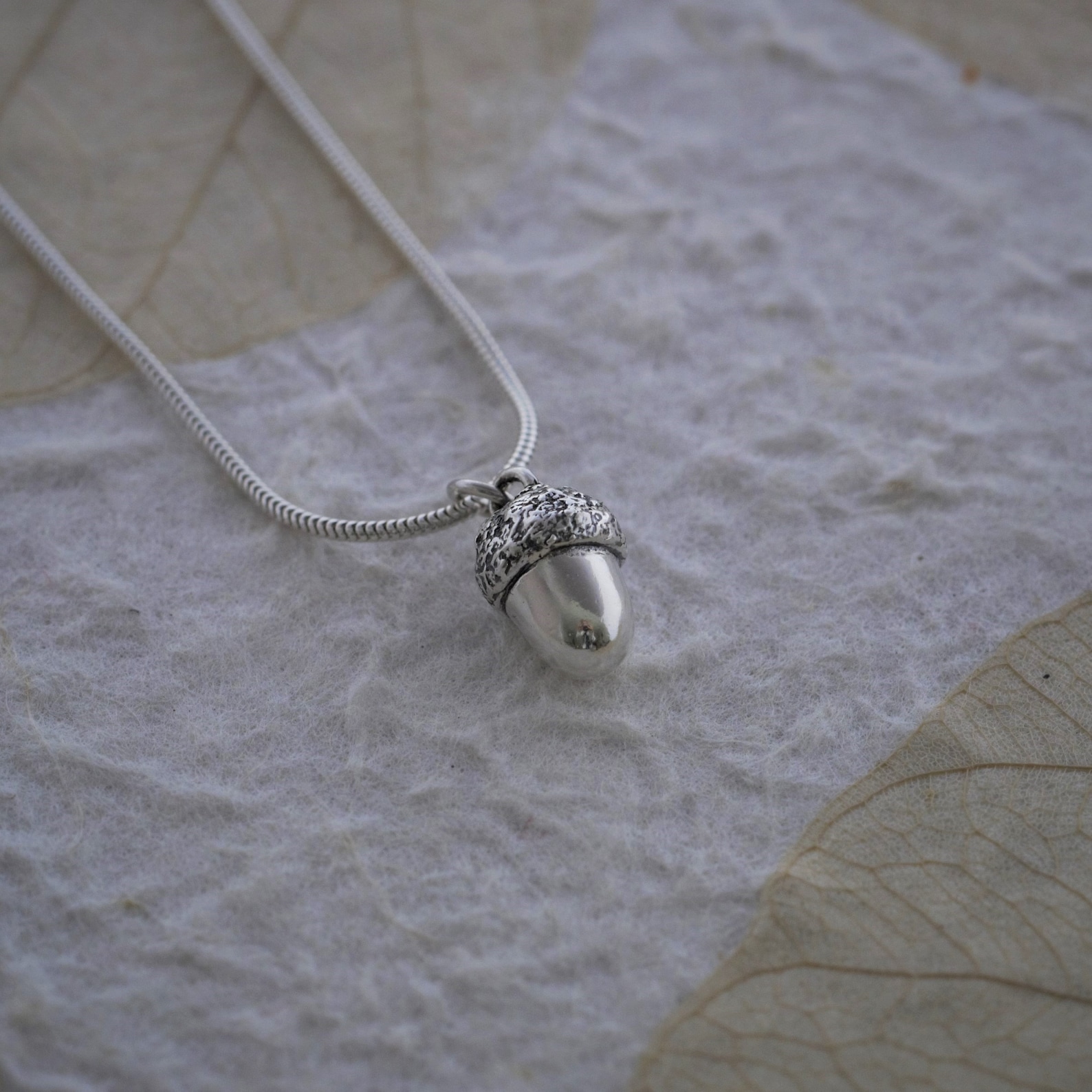 Small Handmade Silver Acorn Pendant | Eco Silver Acorn Necklace ...