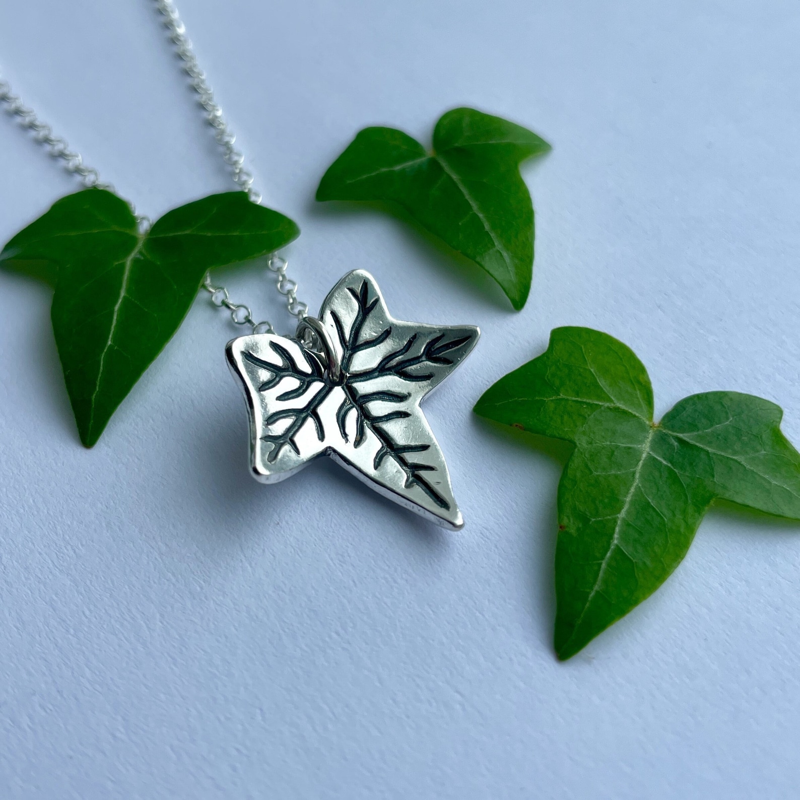 Recycled Silver Ivy Leaf Pendant | Handmade Ivy Pendant | Ivy Leaf ...