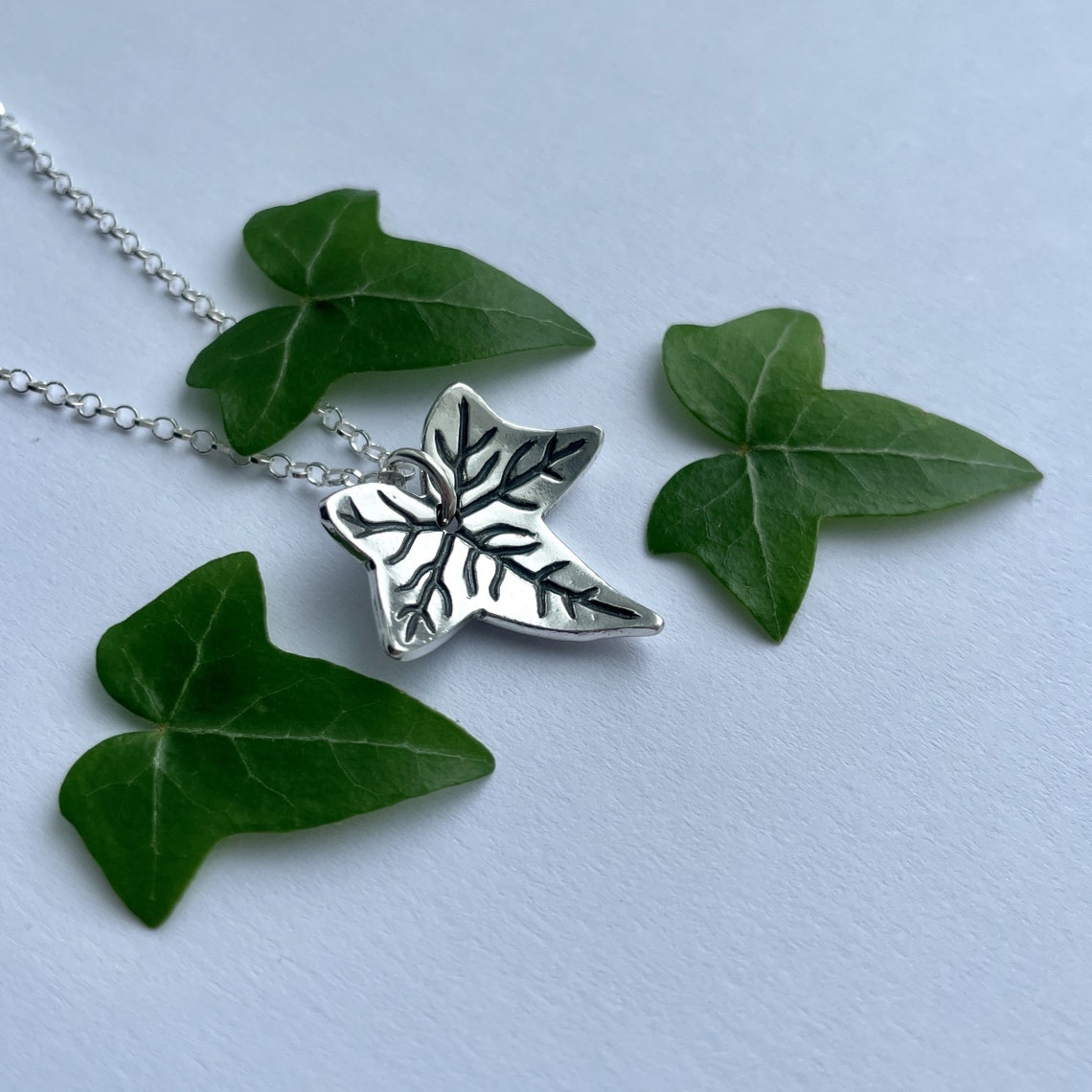 Recycled Silver Ivy Leaf Pendant | Handmade Ivy Pendant | Ivy Leaf ...