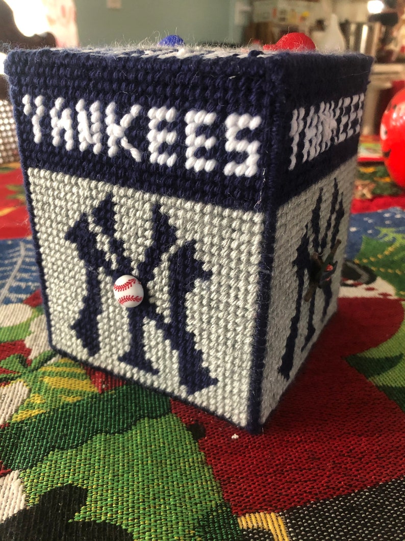Yankees Plastic Canvas Tissue Box Cover - Etsy