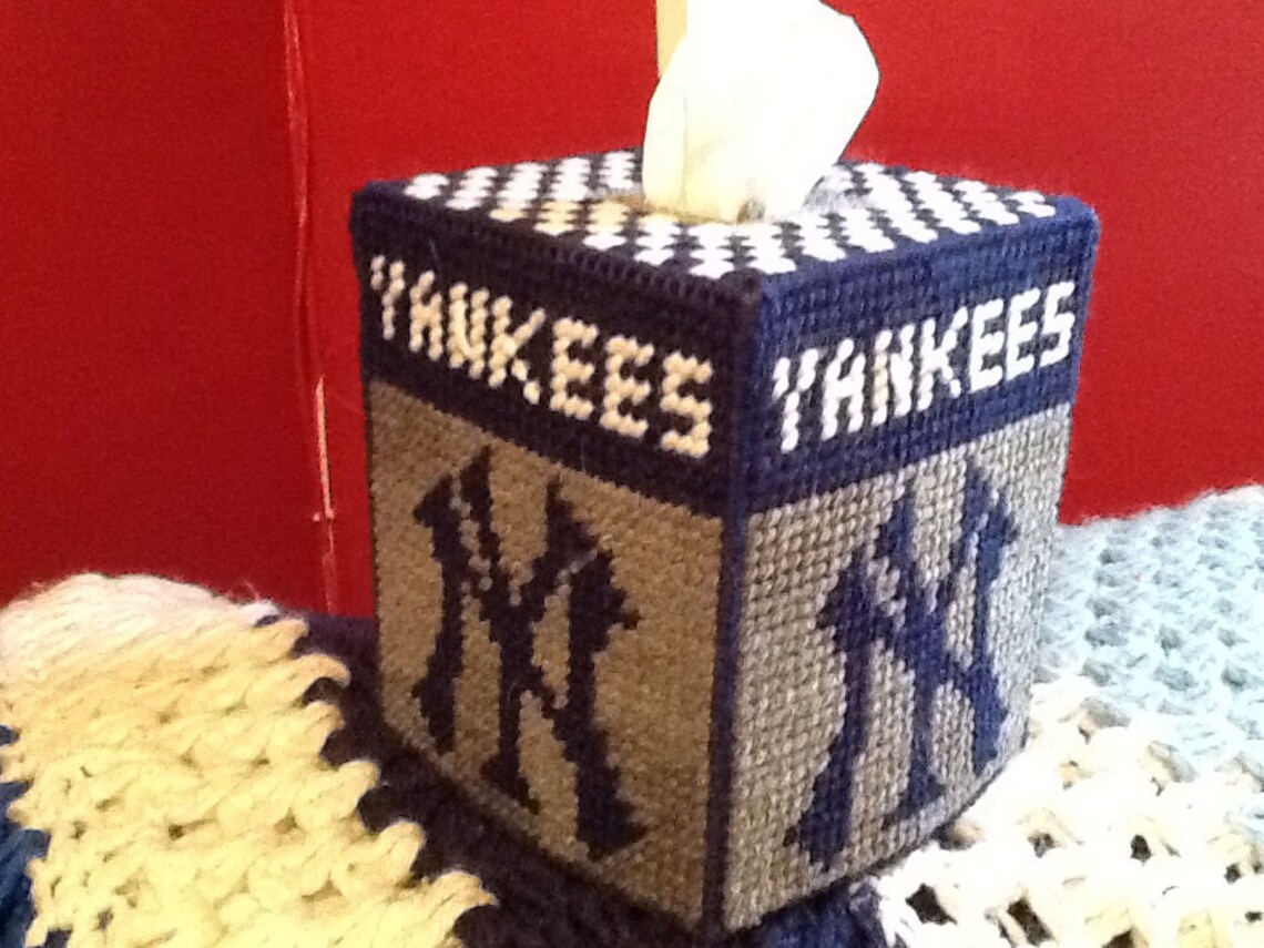 Yankees Plastic Canvas Tissue Box Cover - Etsy
