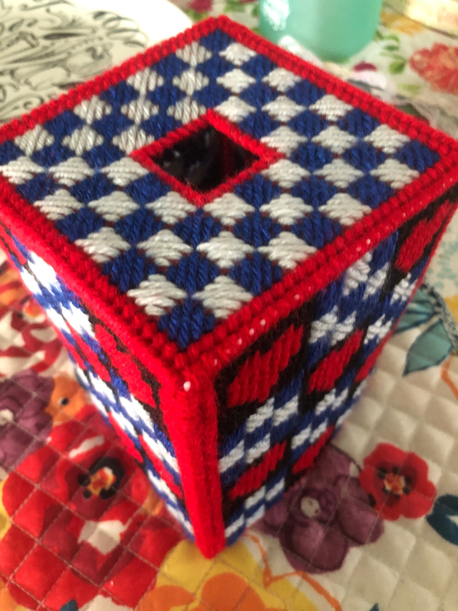 Red Heart Tissue Box Cover - Etsy